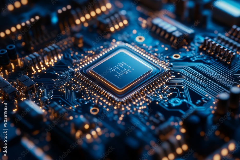 Close-up on the superconducting chip within a quantum computer, showing ...