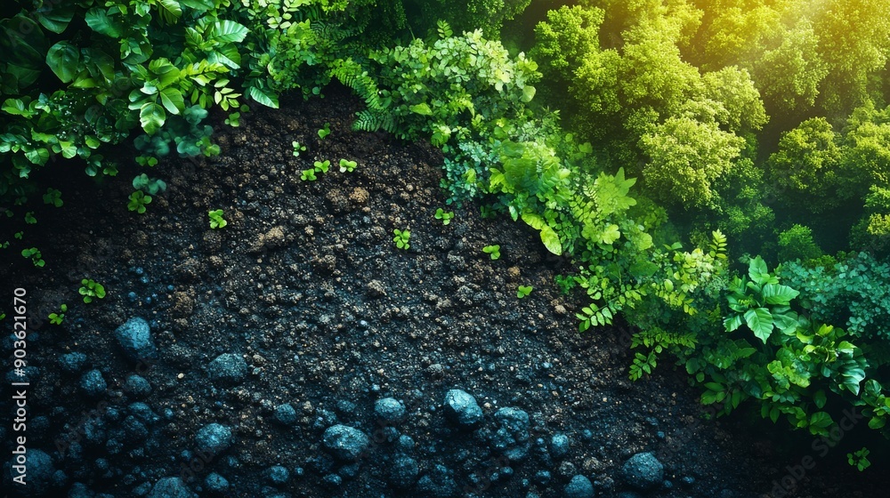 High-resolution composite image blending a microscopic view of soil ...