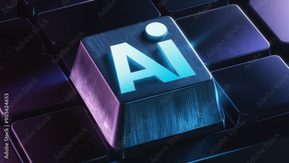 AI I Artificial Intelligence concept: Close up computer key with AI ...