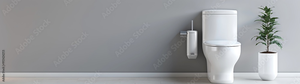 Realistic 4K image of a sparkling clean toilet with modern amenities ...