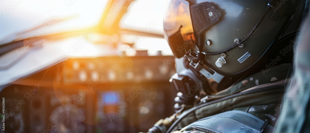 Pilot style in a flight suit flying an aircraft in the cockpit Stock ...
