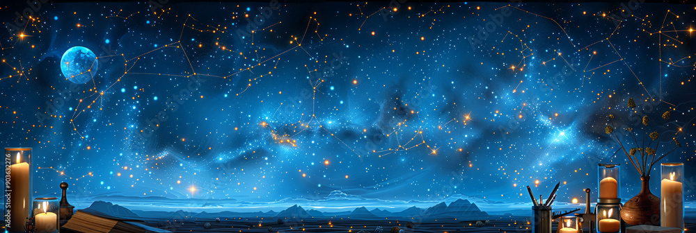 Children pointing at constellations and planets in the night sky with ...