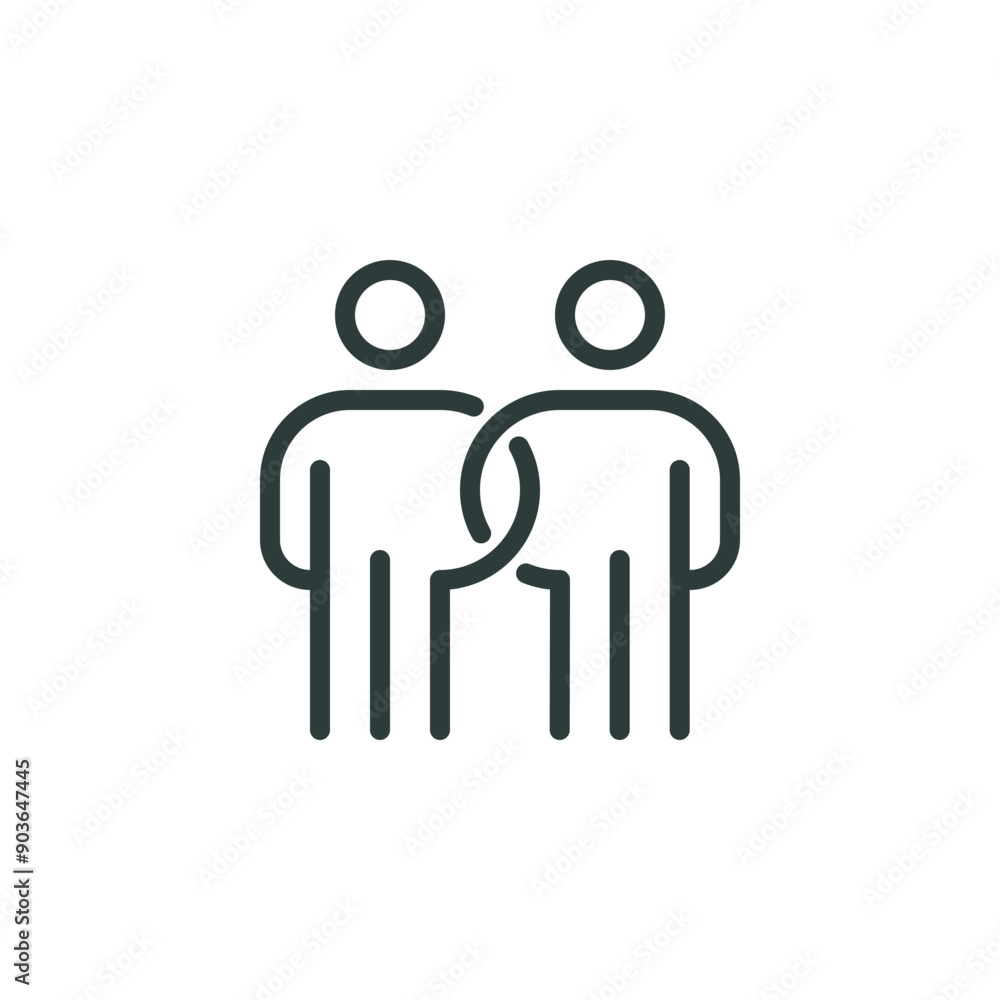 Outline icon two people are connected to each other by a chain of hands ...