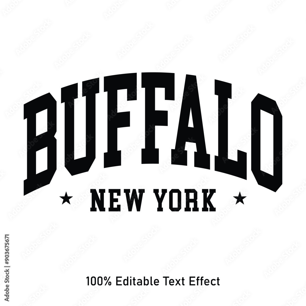 Buffalo text effect vector. Editable college t-shirt design printable ...