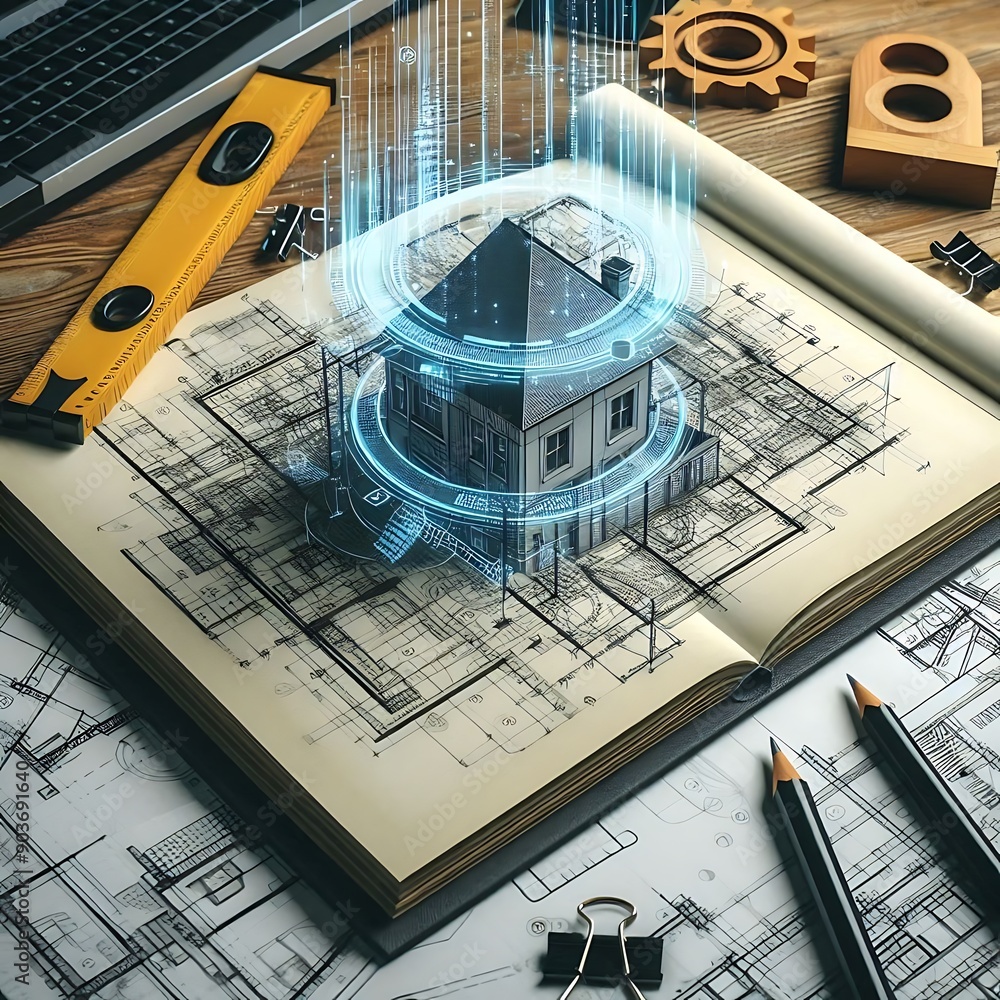 3D rendered illustration of a real state building home structure from a ...