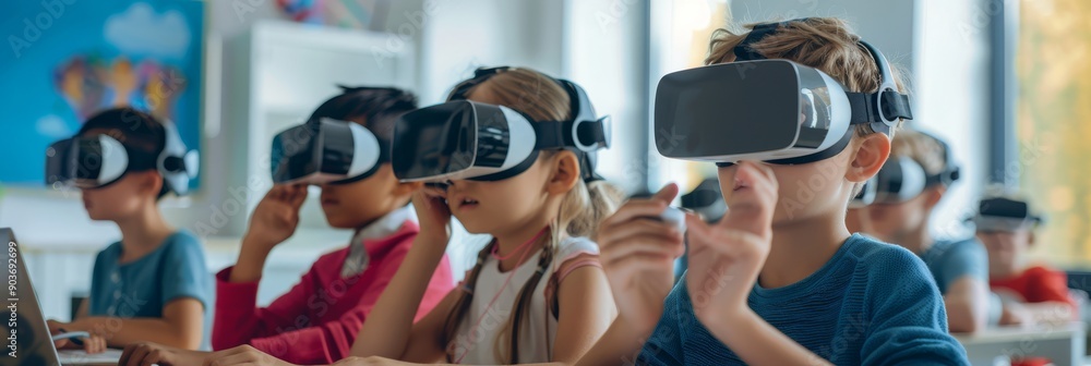 In a modern classroom setting, children from diverse backgrounds engage ... In a modern classroom setting, children from diverse backgrounds engage ...
