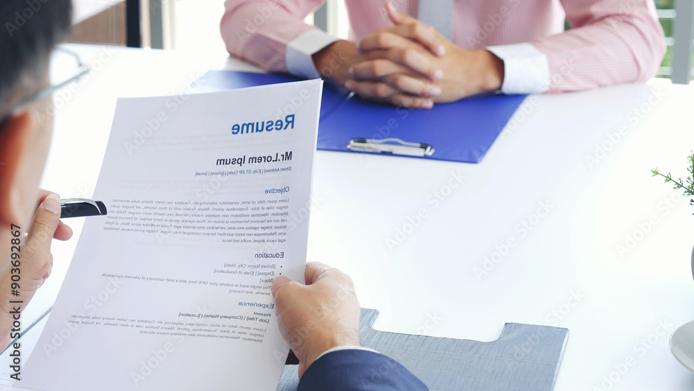 Businessman job interview by human resource HR officer interviwing ...