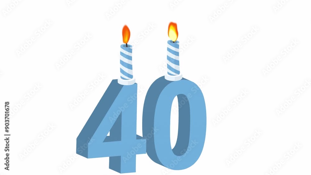 40th birthday. Animation celebrating the anniversary date with a ...