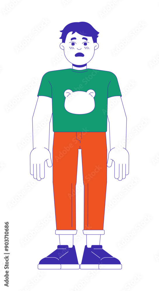 Scared little boy 2D cartoon character. Frightened male child isolated ...