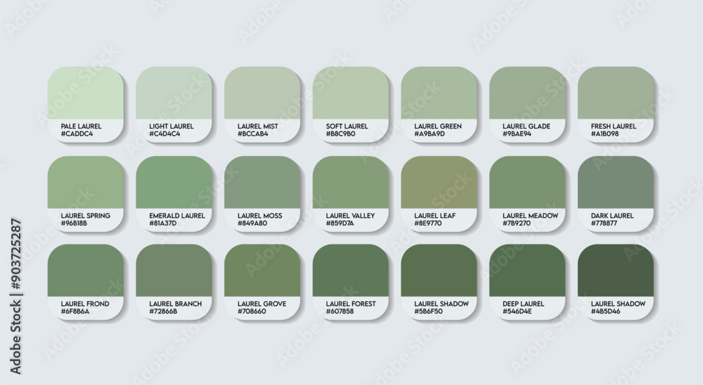 Laurel Color Palette, Laurel Green Color Guide Palette with Color Names ...