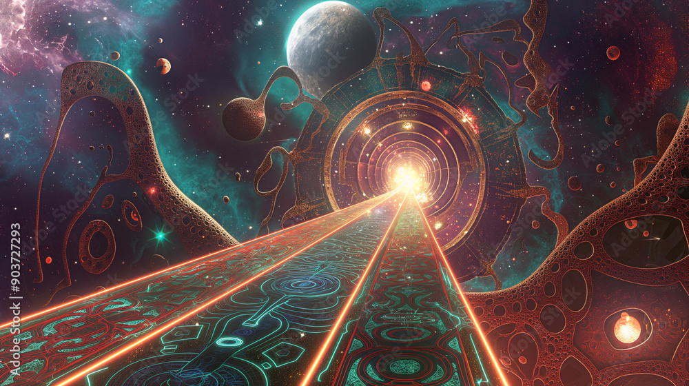 image of a cosmic multiverse hub, a central point where all dimensions ...