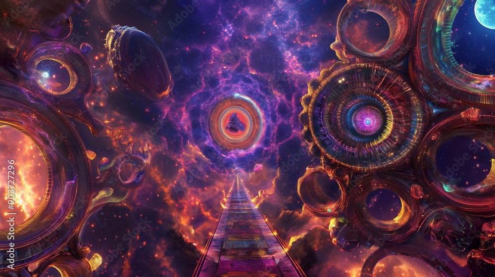 image of a cosmic multiverse hub, a central point where all dimensions ...