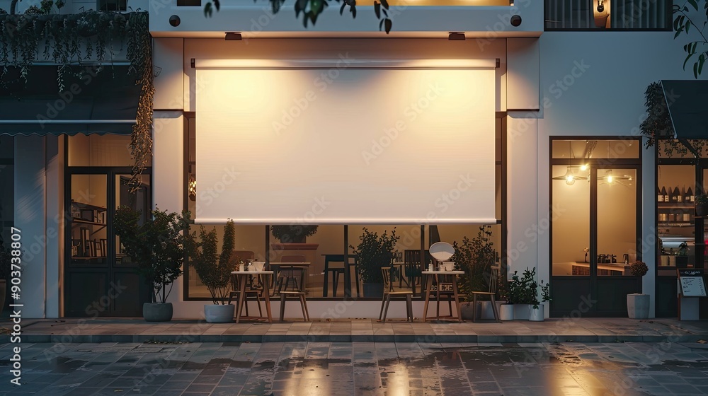 A storefront with blank signage. This image is perfect for advertising ...
