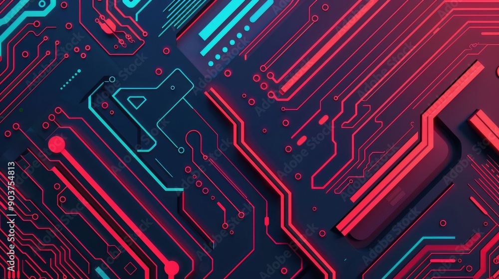 of intelligent circuits with abstract geometric shapes in a vibrant ...