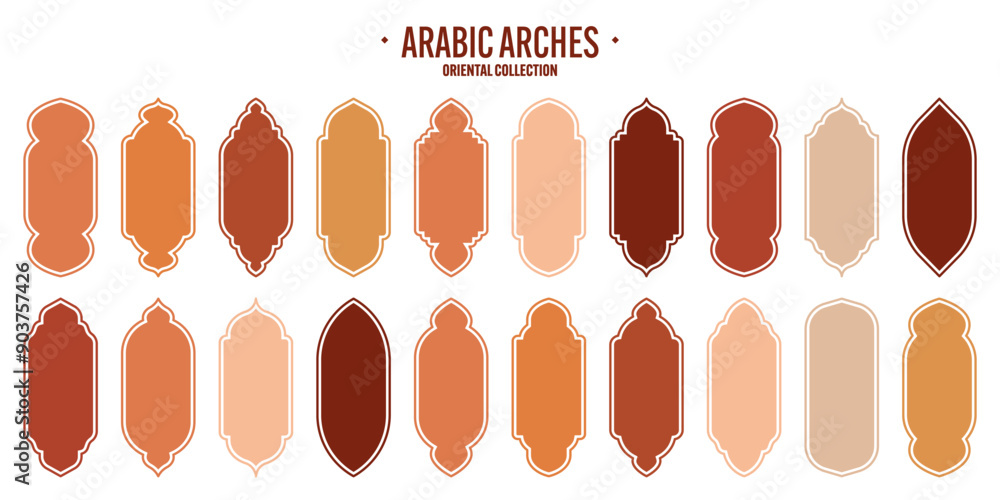 Islamic frames, oriental style objects. Arabic shapes, windows and ...