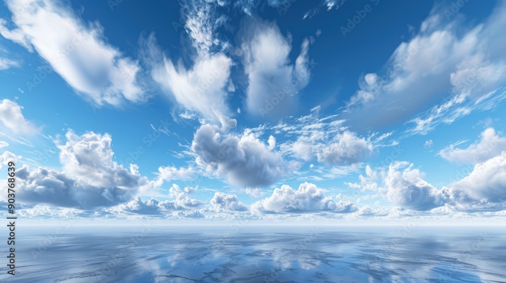 Blue sky with elegant clouds in a seamless HDRI 360 panorama view ...