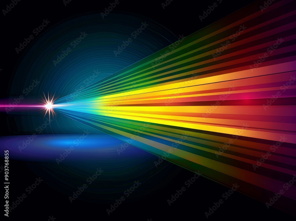 Illustration of prism spectrum light and rainbow refraction. Ray rainbow spectrum dispersion ...