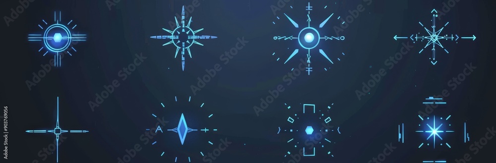Game player's hud with targets and crosshair graphics. Game features ...