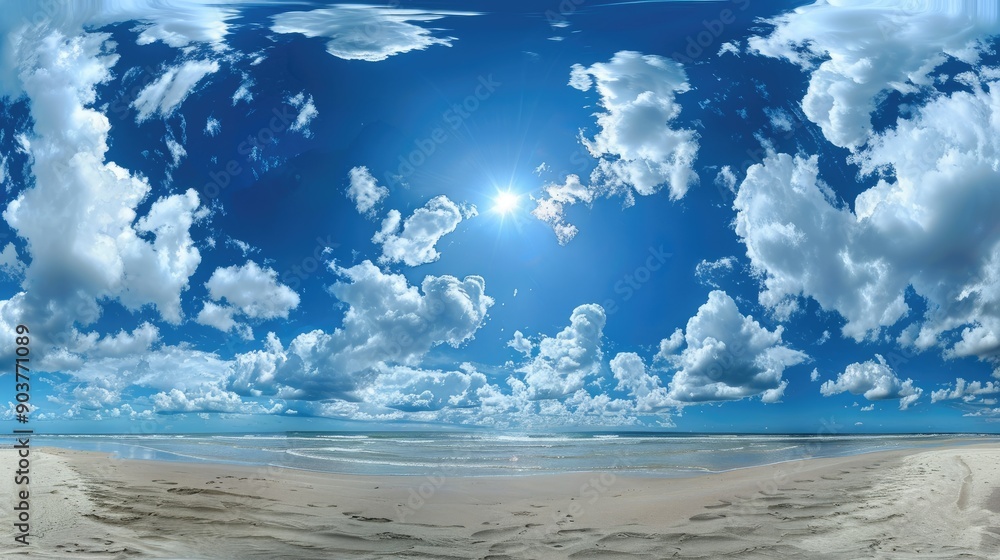 High-definition 360-degree panorama of a clear blue sky with beautiful ...