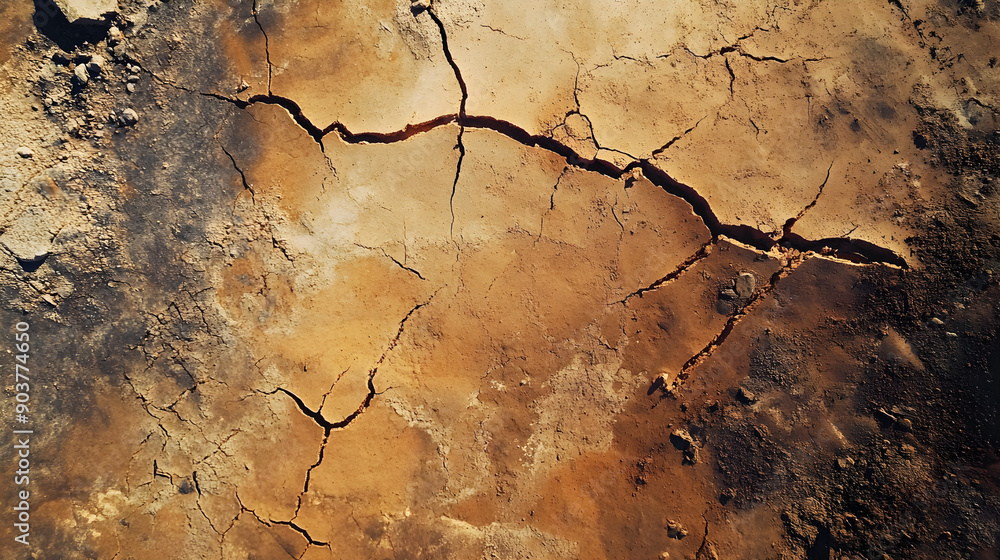 Cracked earth displayed in shades of brown and orange, showcasing ...