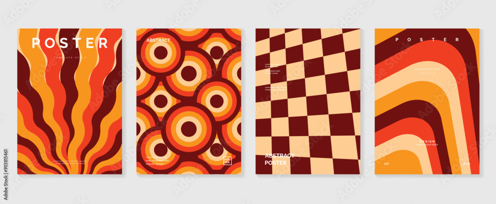 Collection of 70s poster background vector. Set of retro wall ...