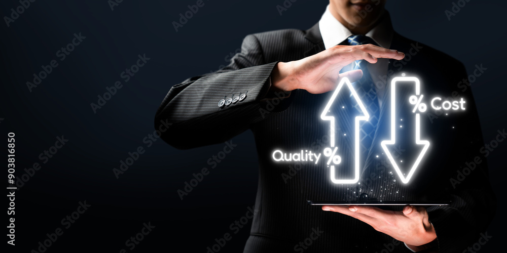 Cost reduction, cost saving concept shown by digital graphic EIDE ...