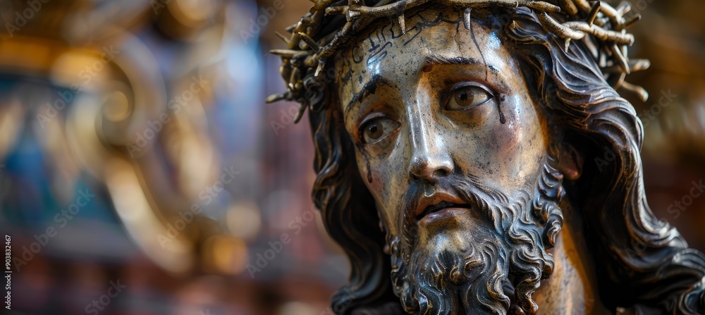 Sad crying Jesus Christ statue. Christian religion faith. Generative AI ...