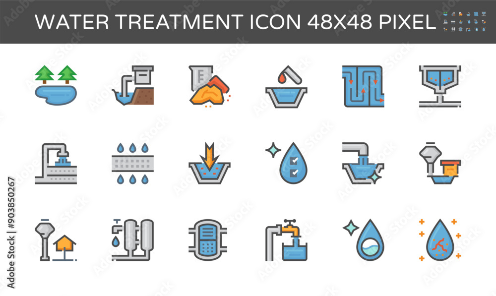 Water treatment plant, production vector icon. Remove dirty, sludge ...