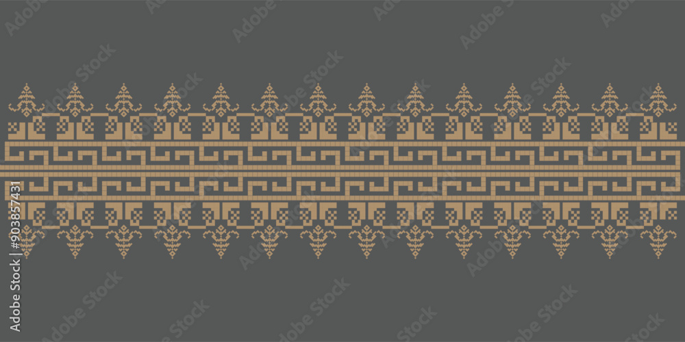 Elegant Textile Border with Floral Motif. Vintage Textile Border for ...