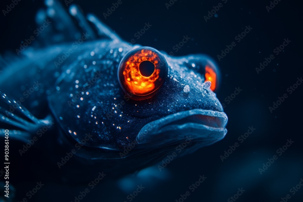 The eerie glow of a lanternfish's bioluminescent lights in the deep ...