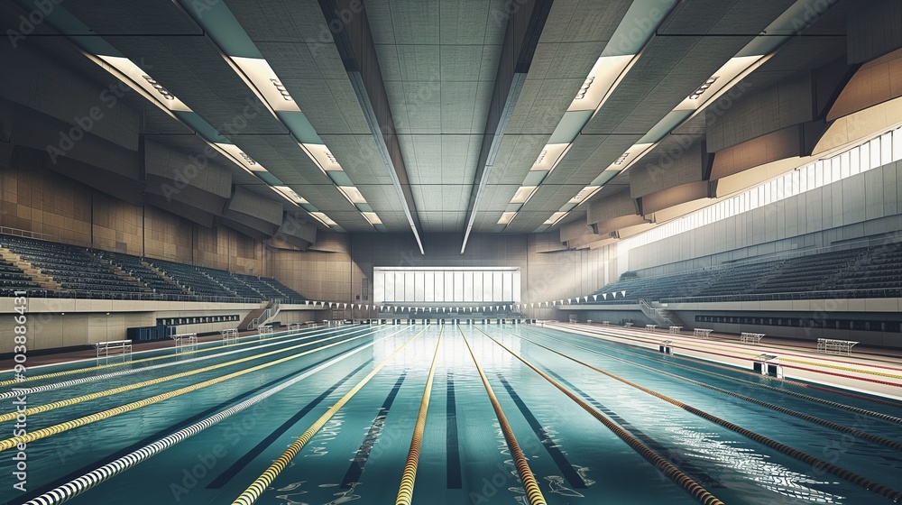 Indoor Olympic Swimming Pool with Crystal Clear Water, Modern Design ...