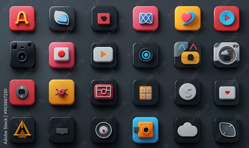 Modern and visually appealing icons representing picture and image ...