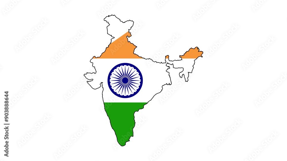 India Map Outline Country Border on white background. Appearance ...