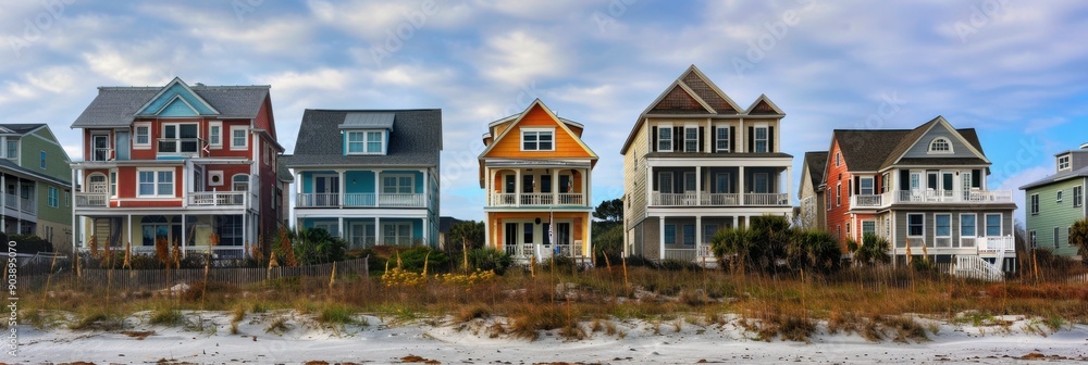 Beach Houses of Myrtle Beach. Coastal Architecture with Old City ...