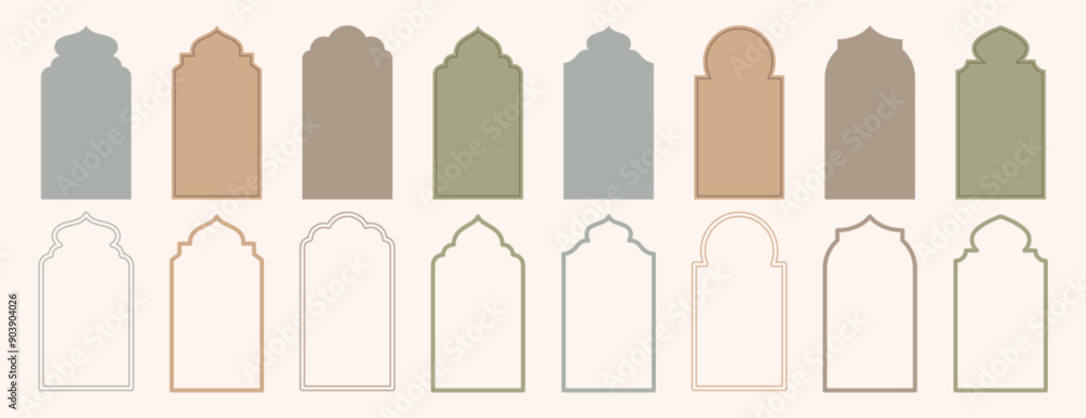 Old islamic window shape in oriental style. Arabic frames or arabian ...