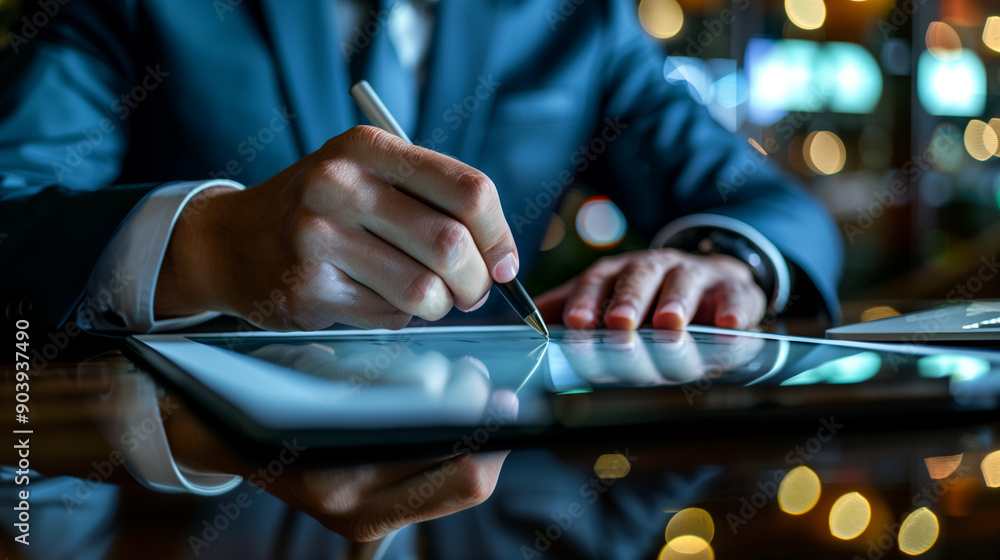 Paperless workplace concept featuring e-signing and electronic ...