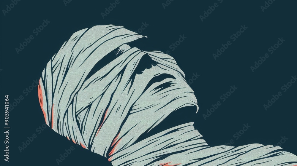 Mysterious mummy unwrapping with spooky ancient hieroglyphic details in ...