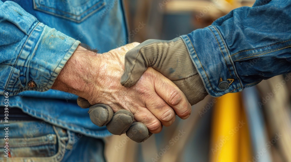 Builders Handshake: Close-up of Hands Building Partnership in ...