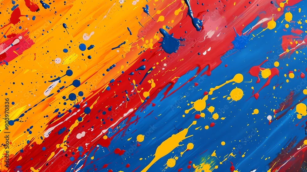 Vibrant abstract artwork featuring bold colors and dynamic splashes ...