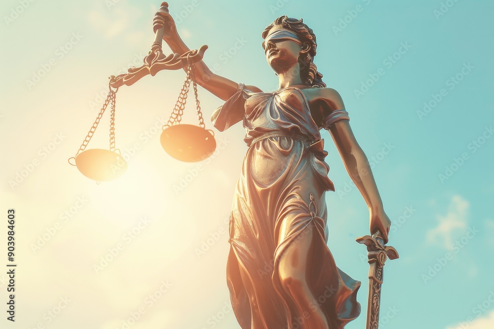 The Statue of Justice stands tall as a powerful symbol representing the ...