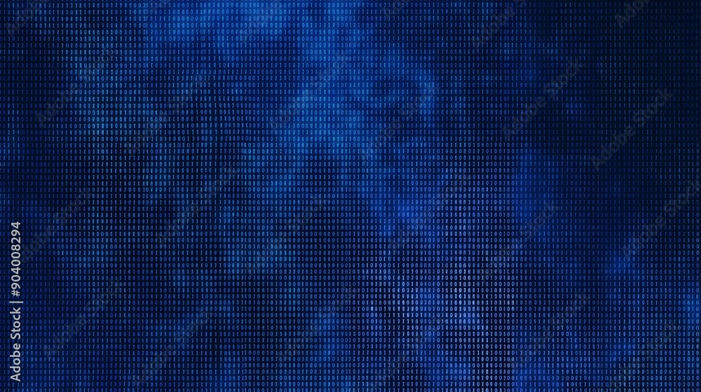 Binary code background with a pattern of 1s and 0s in blue tones, representing data, technology ...