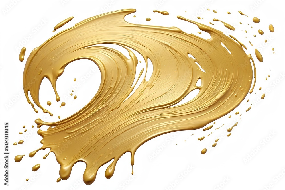 Dynamic Gold Paint Swirl in an Abstract Artistic Expression, Depicting ...