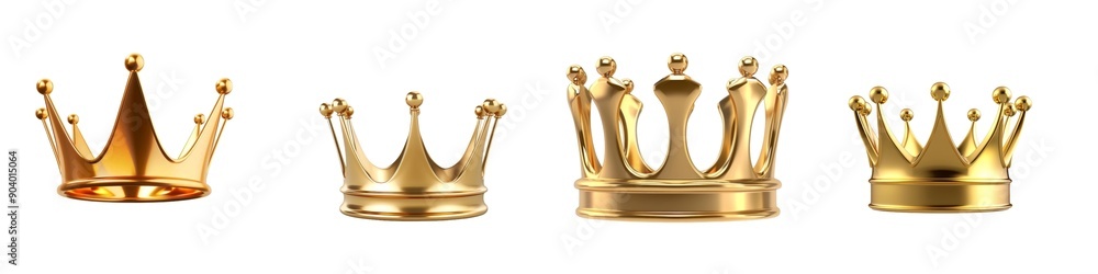 Gold crown for monarch. Rich golden antique treasure 3d. Nobility ...