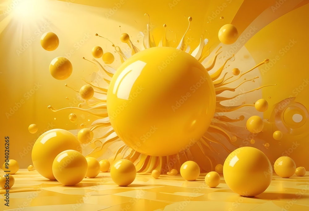 Yellow surreal background with abstract shapes and swirls in various ...