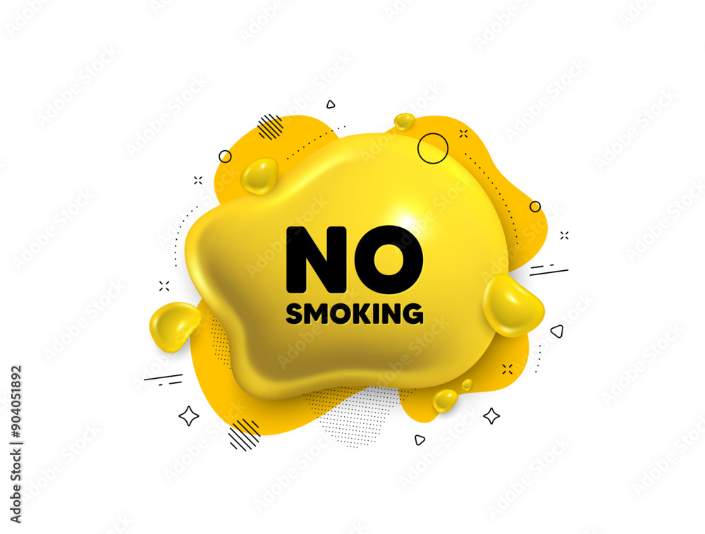 Abstract liquid 3d shape. No smoking tag. Stop smoke sign. Smoking ban ...