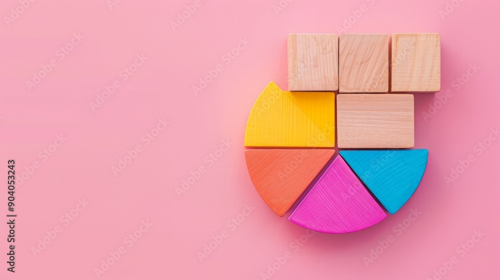 wooden blocks circular graph pink background , pink background wooden ...
