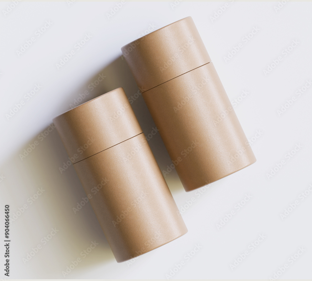 Brown Paper tube package mockups isolated on white background. Blank ...