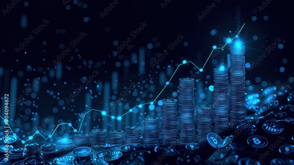 Simple line art of a graph with coins at the peaks and troughs ...