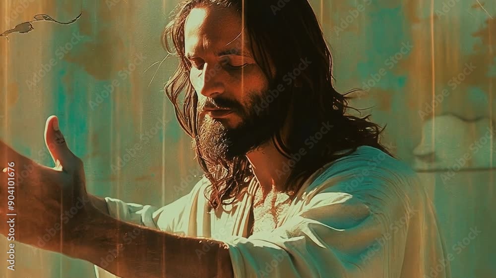 Jesus Christ in the sky. Ascension Day of Jesus Christ biblical motion ...