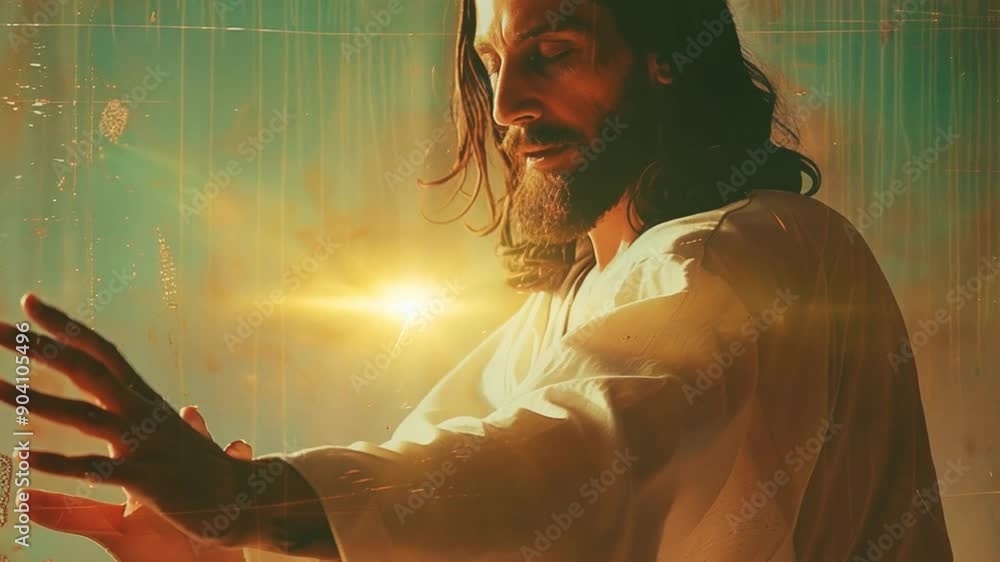 Jesus Christ in the sky. Ascension Day of Jesus Christ biblical motion ...